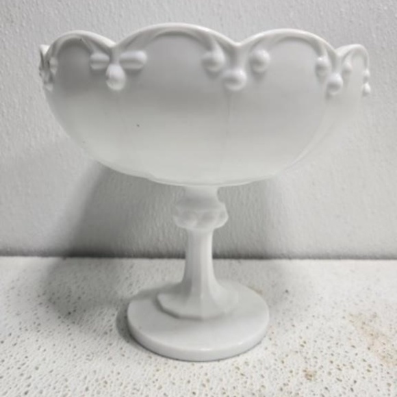 Holiday | Vintage White Pedestal Compote Bowl Home Holidays Dining ...